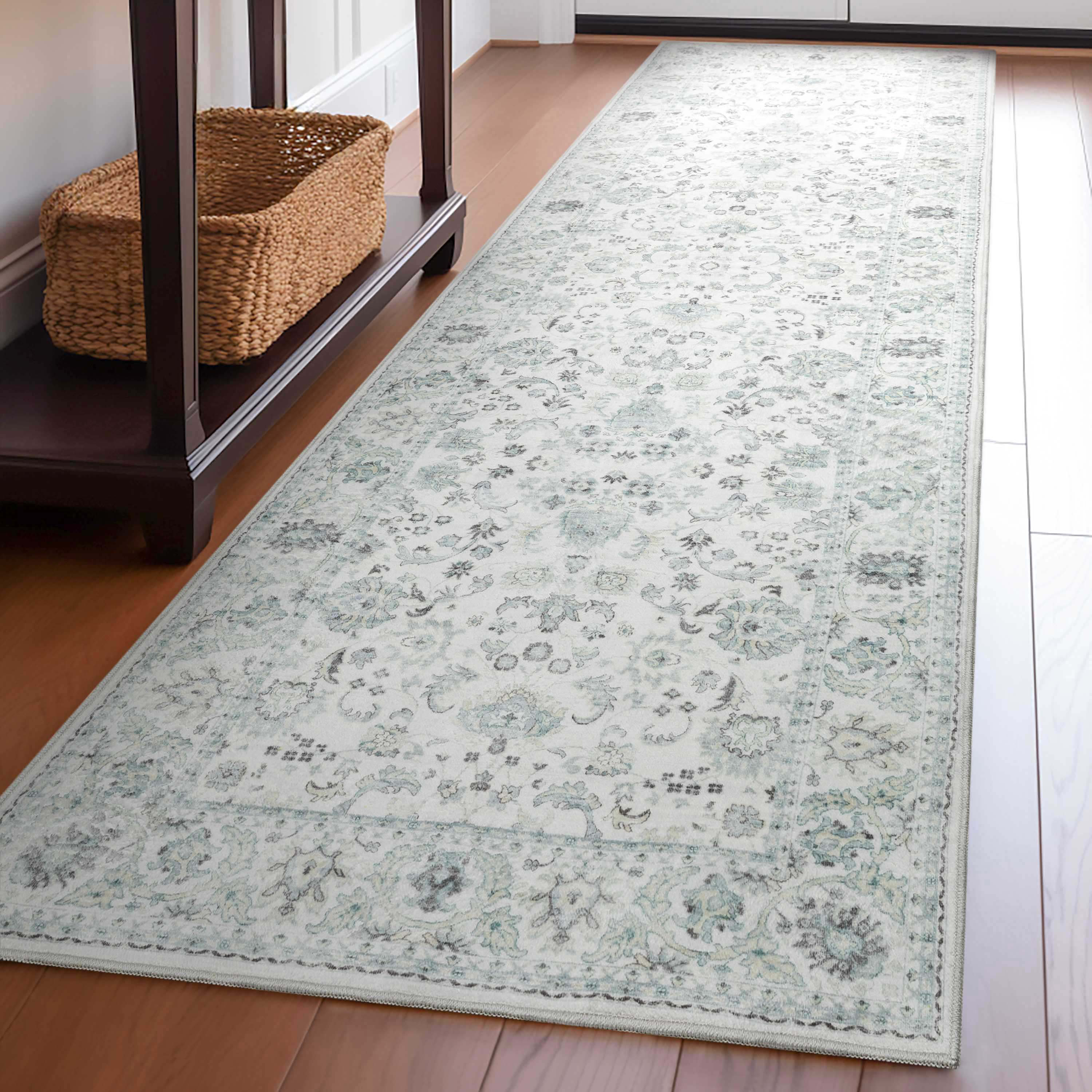 Langley Street Maloy Vintage Oriental Ivory Non-Slip Rubber Backed ...