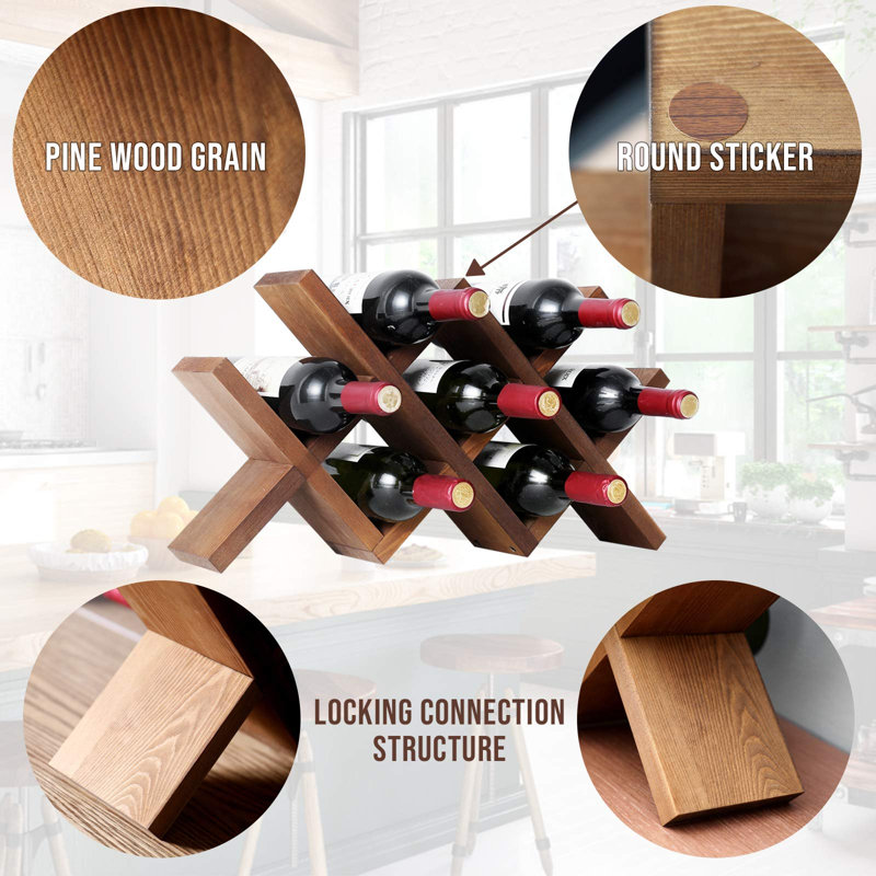 Latitude Run® Diannne 7 Bottle Solid Wood Freestanding Wine Bottle Rack ...