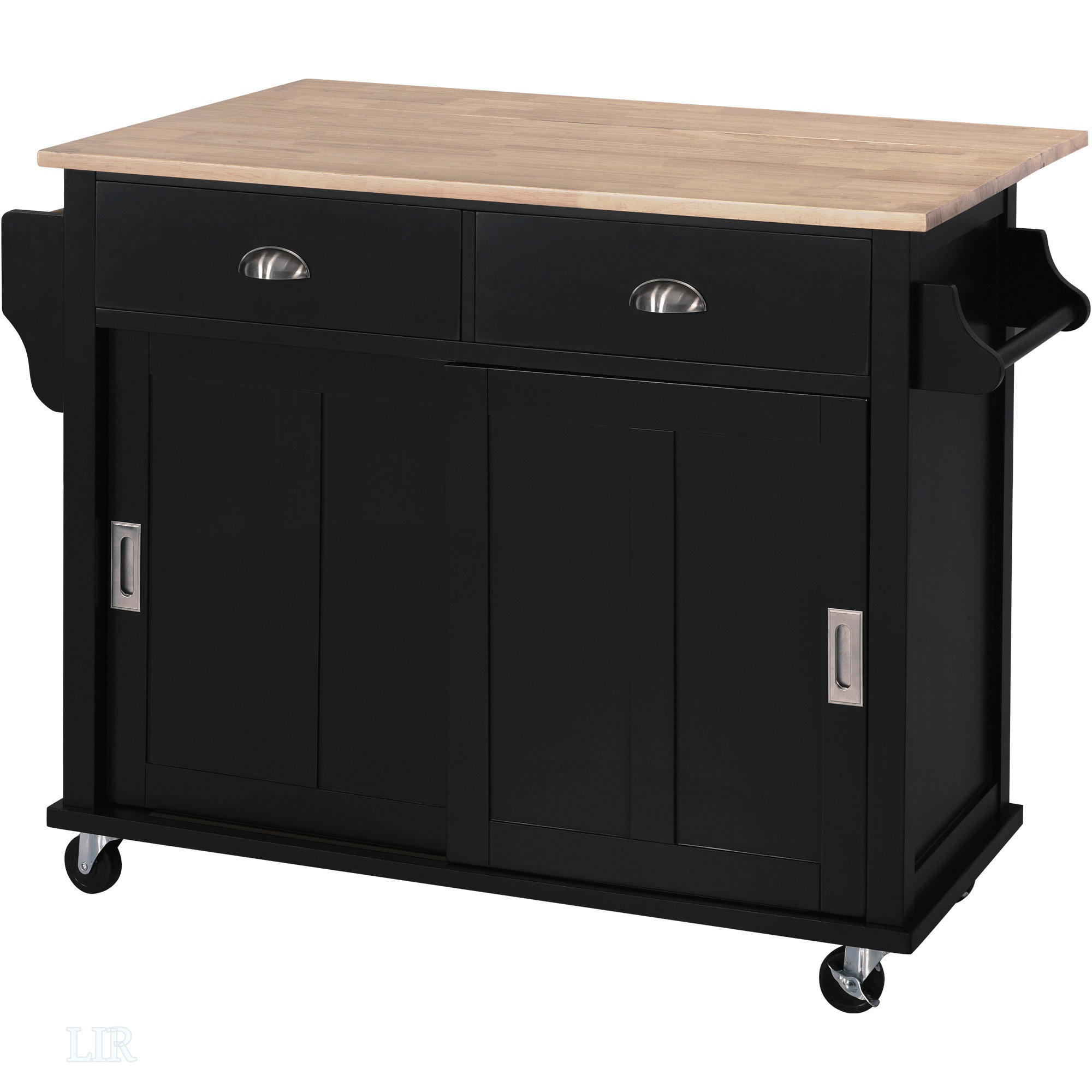 Ophelia & Co. Kitchen Cart With Drop-Leaf Countertop, Concealed Sliding ...