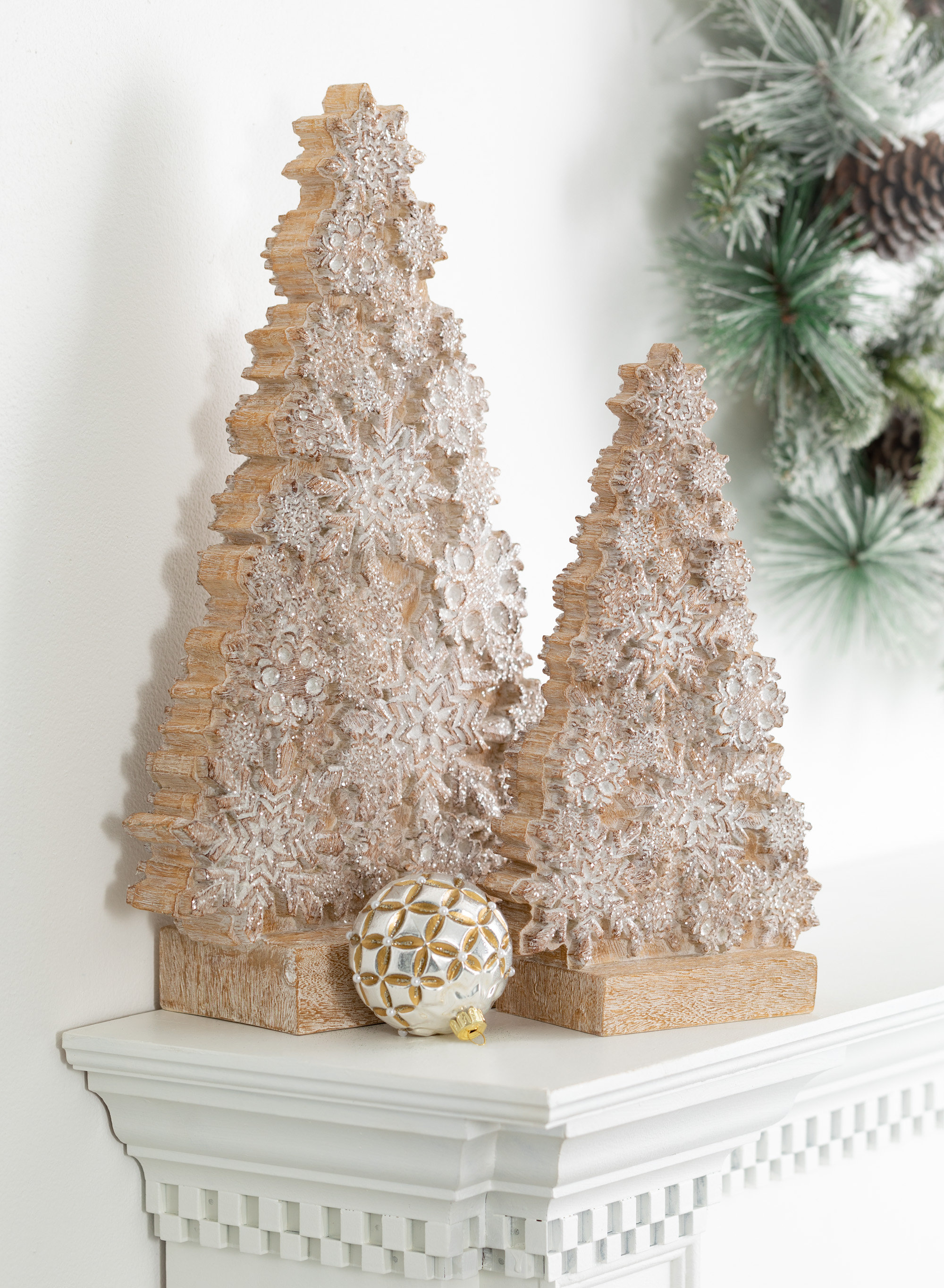 The Twillery Co.® Sumlin 2 Piece Snowflake Tree Set | Wayfair