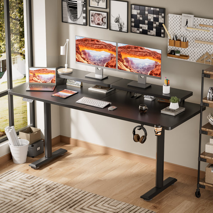 Inbox Zero Kreutzer Height Adjustable Standing Gaming Desk & Reviews ...