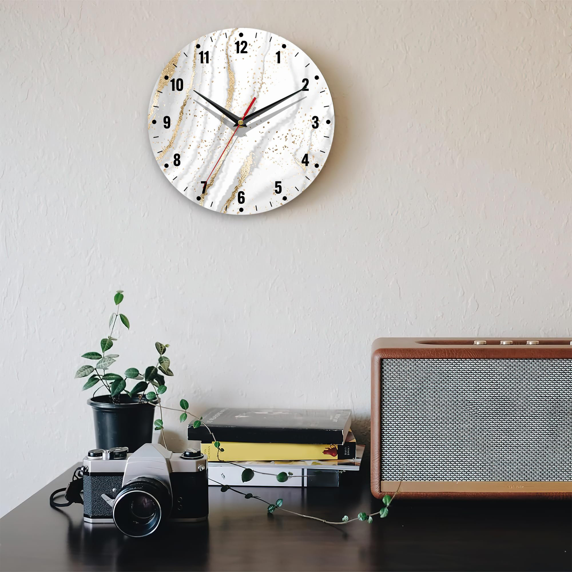 George Oliver 10 Inch Round Living Room Decorative Wall Clock, Battery ...