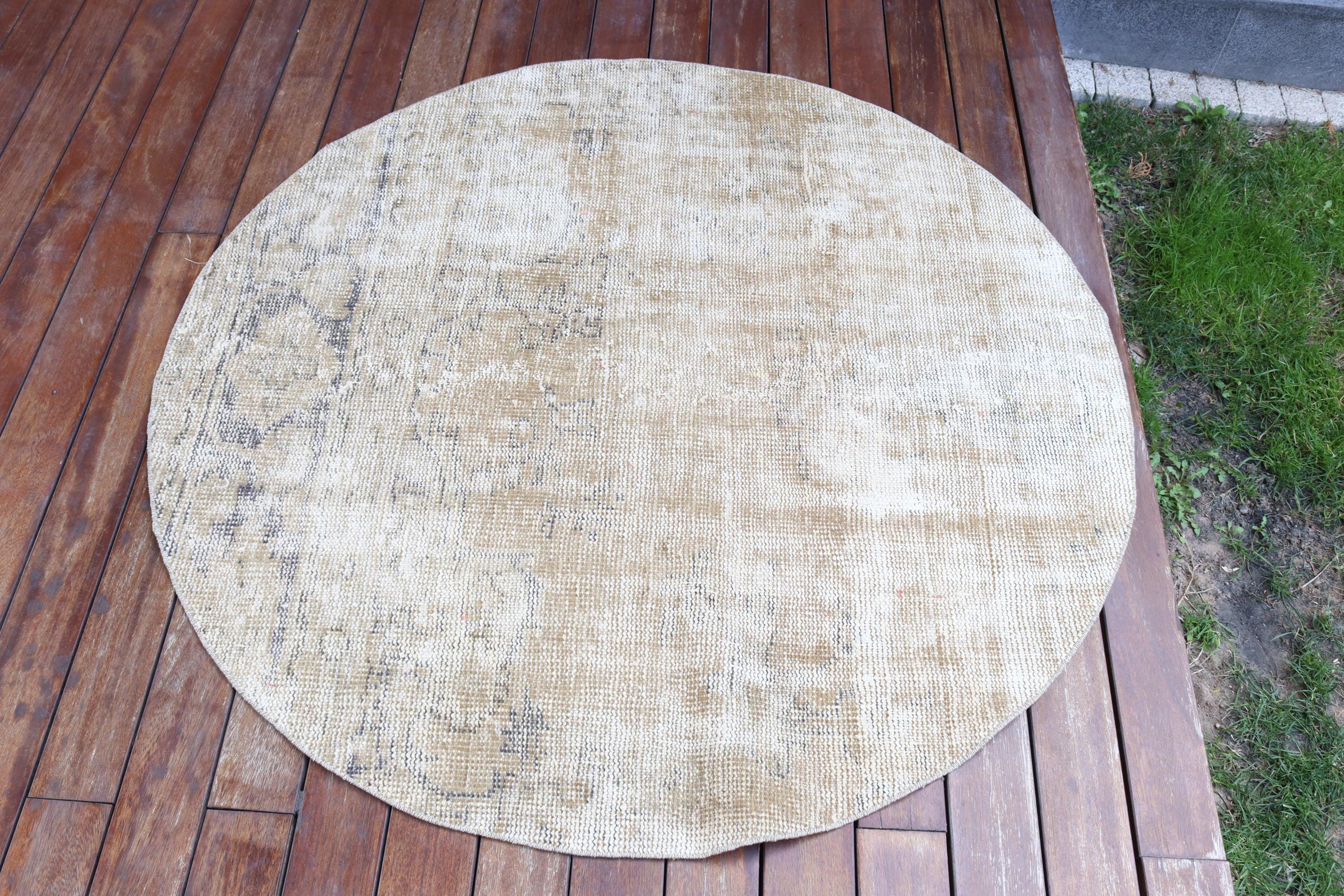 Bungalow Rose Charming Turkish Round Vintage Beige Rug for Bedroom ...