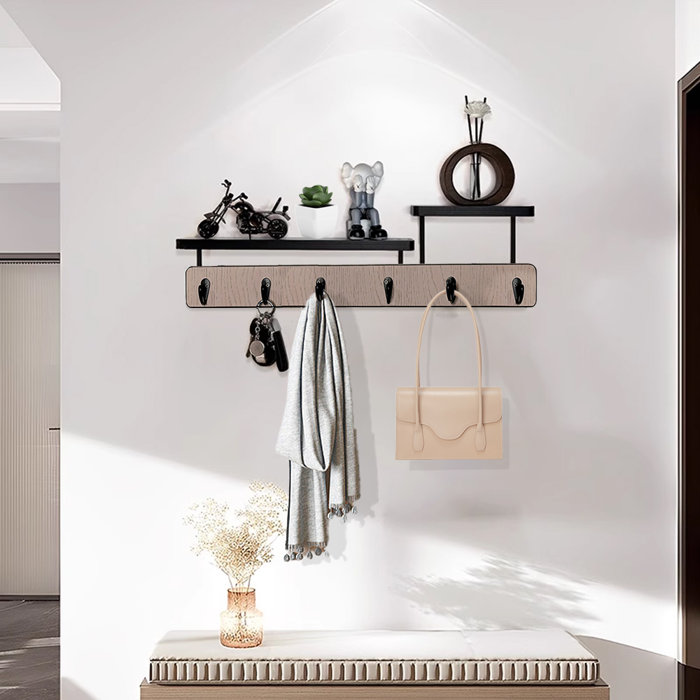 Rebrilliant Michail Solid Wood Wall 6 - Hook Wall Mounted Coat Rack ...
