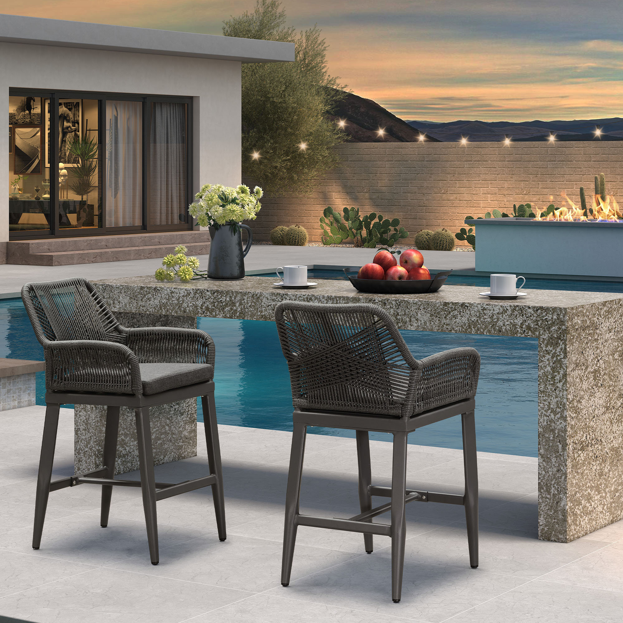 Bay Isle Home™ Almontiser Outdoor 24'' Counter Stool With Waterproof ...