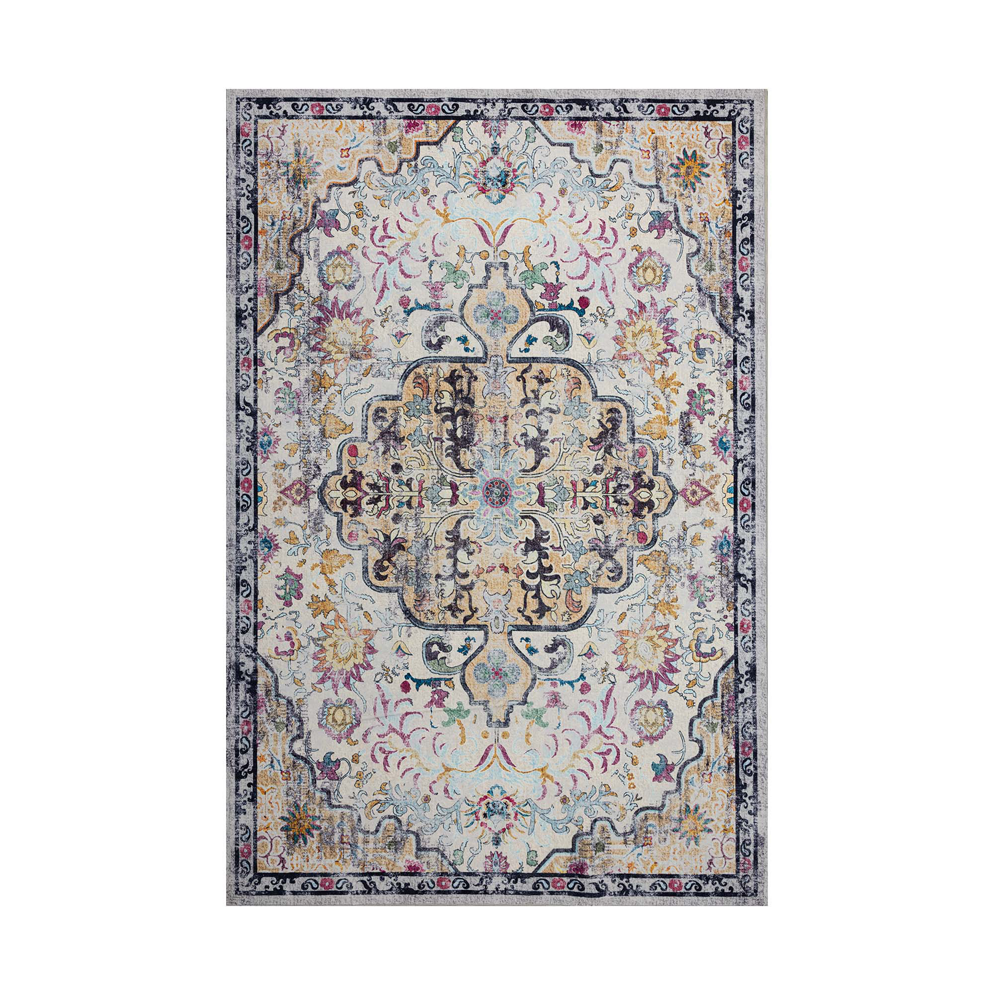 Bungalow Rose Vintage Rectangular Faux Cashmere Area Rug For Living ...