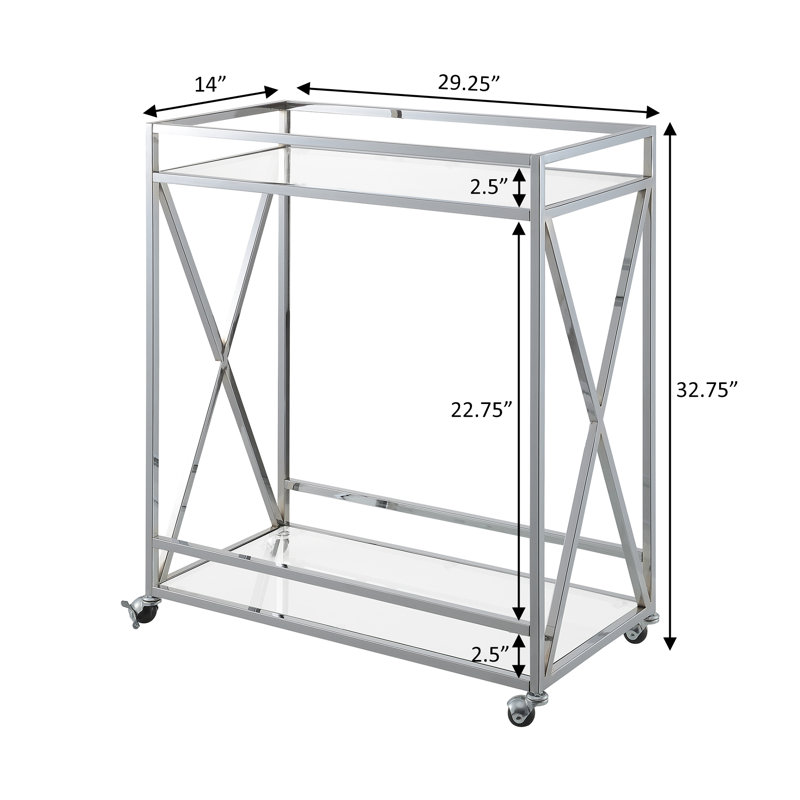 Ivy Bronx Damore Glass Bar Cart Table with Metal Frame & Reviews | Wayfair