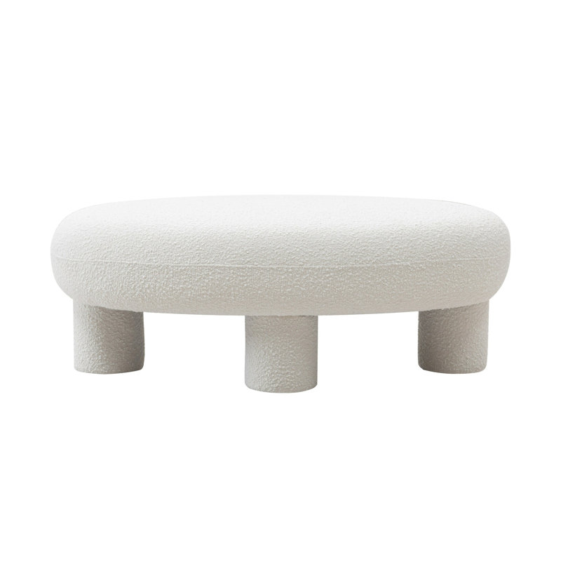 Benjara Cid 46 Inch Accent Bench Ottoman, White Oval Seat, Pine Wood ...