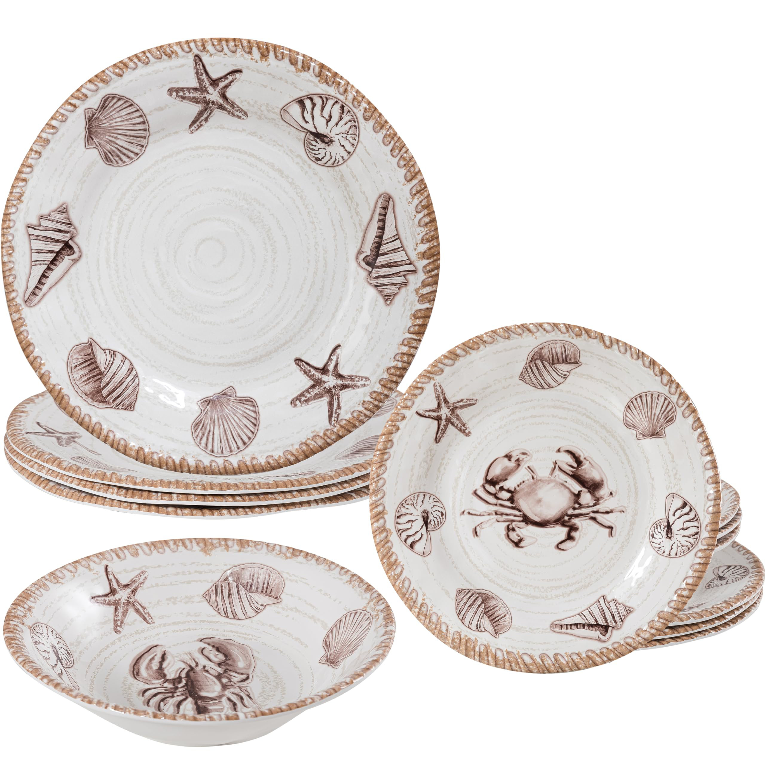 Rosecliff Heights Melamine Dinnerware Sets, 12 Piece Rustic Oceanic ...