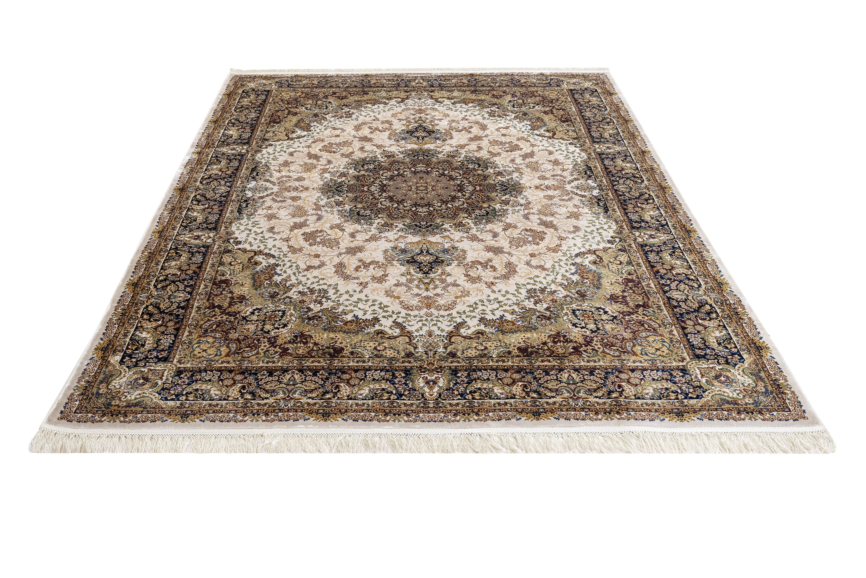 Rugged Road Morning Glory Cream Oriental Viscose Machine Made Area Rug ...
