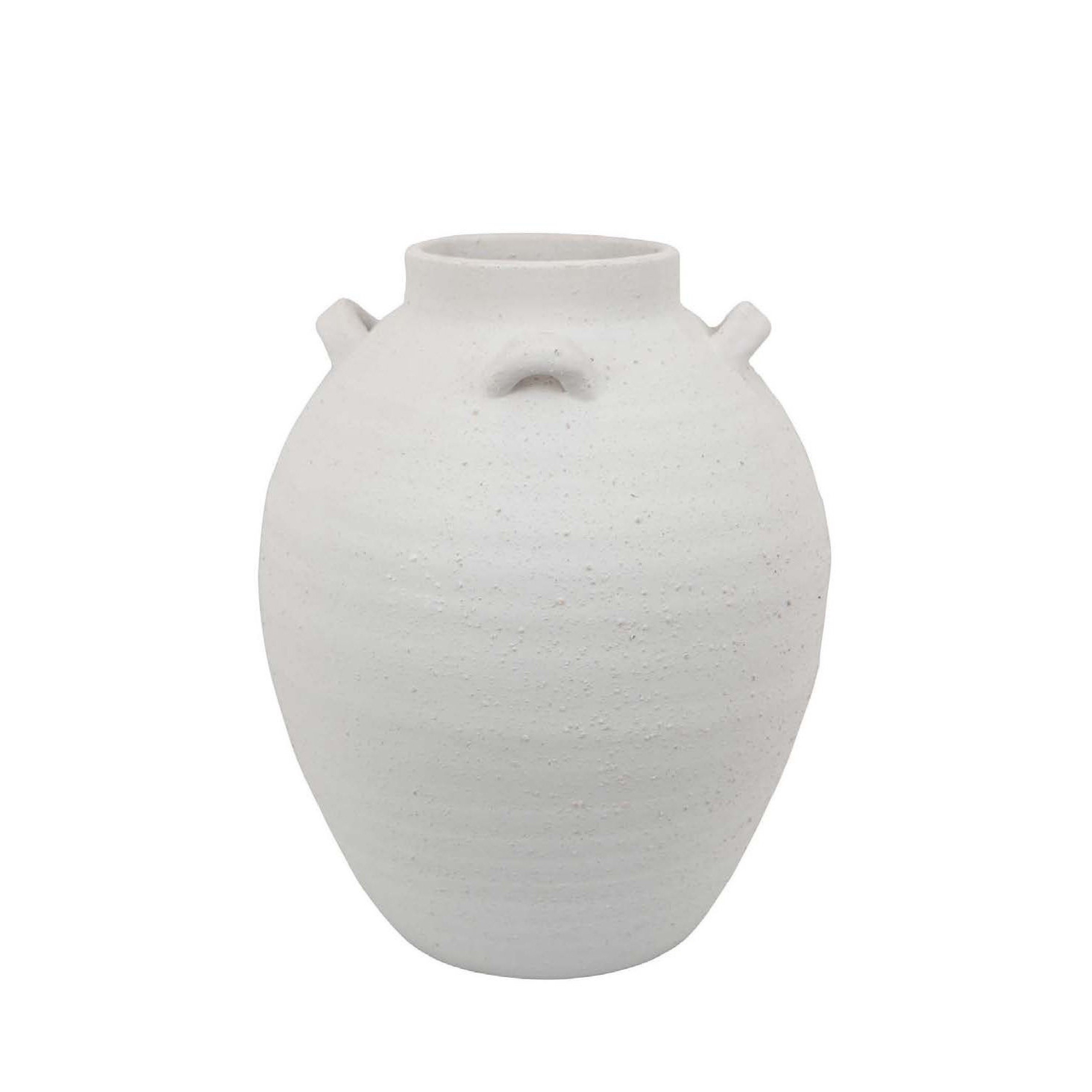Benjara Dero Decorative Flower Vase, White Ceramic, Antique Urn Style ...