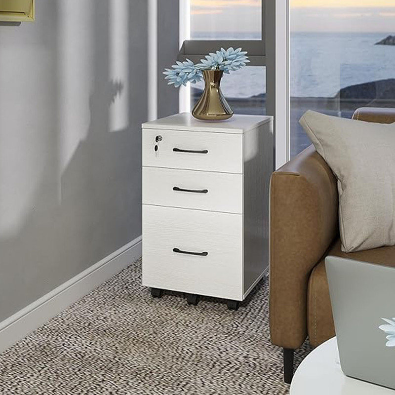 Inbox Zero Under Desk Filing 3 Drawers Wooden Locking File Cabinet with ...