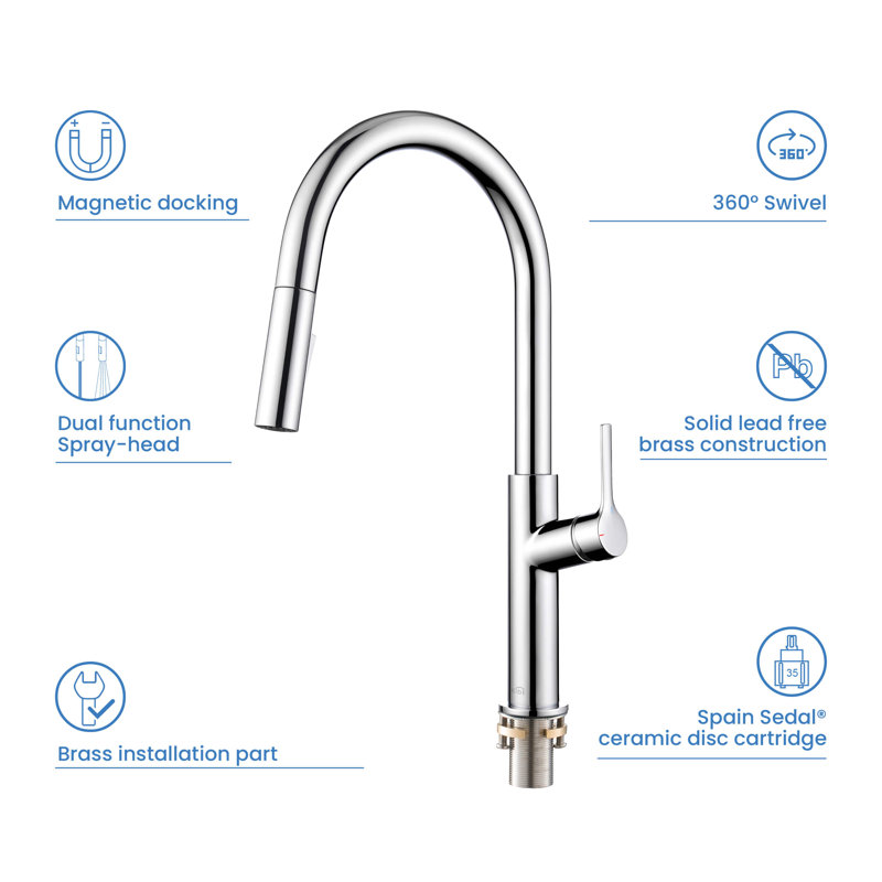 KIBI USA KIBI Fusion Pull Down Kitchen Faucet | Wayfair