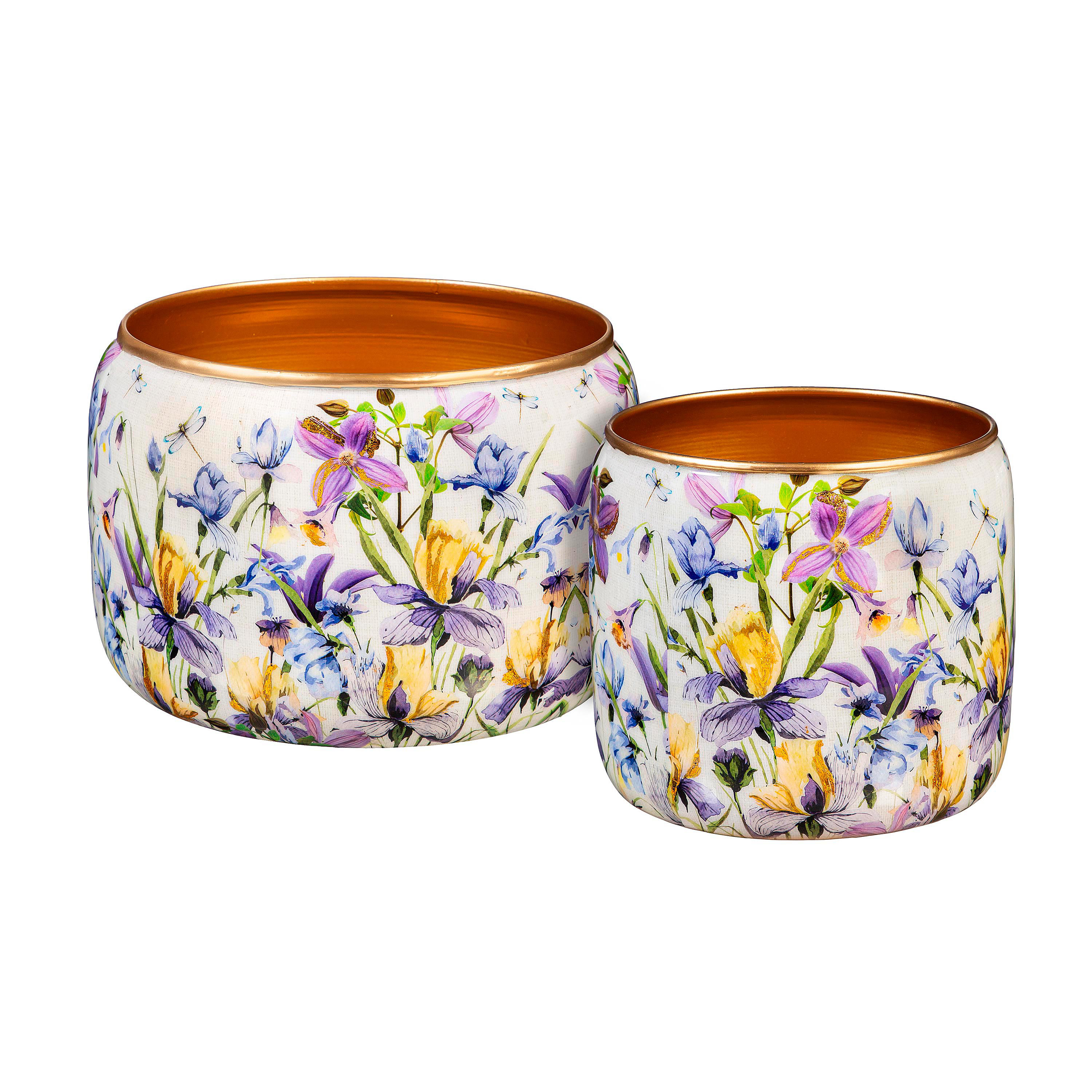 Dakota Fields Golden Lilac Metal Planters, Set of 2 | Wayfair