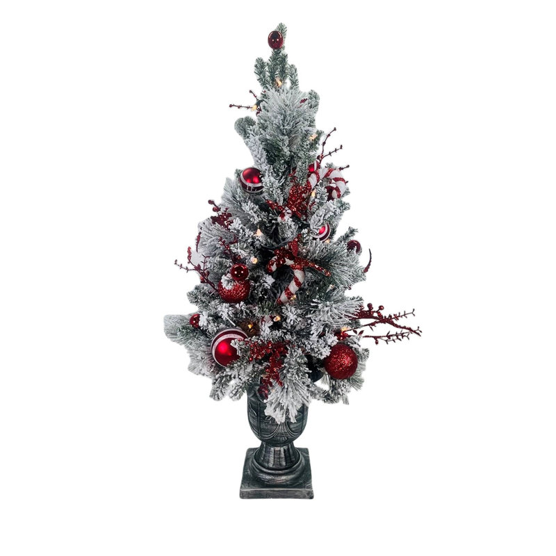 The Holiday Aisle® Flocked Lighted Table Top Tree & Reviews | Wayfair