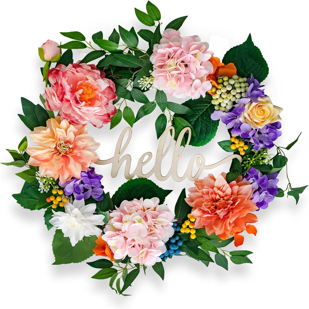 One Allium Way Summer Wreaths For Front Door 24 Inch, Asfefoo Spring ...