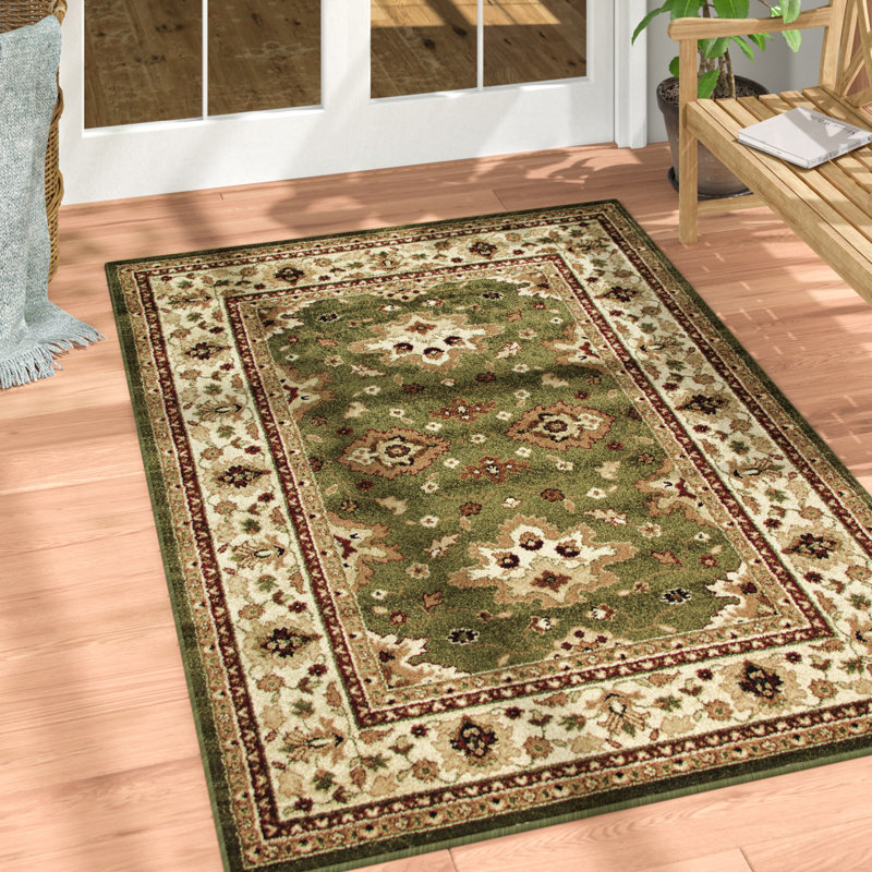 Threadbind Green/Cream/Burgundy Indoor/Outdoor Rug & Reviews | Wayfair