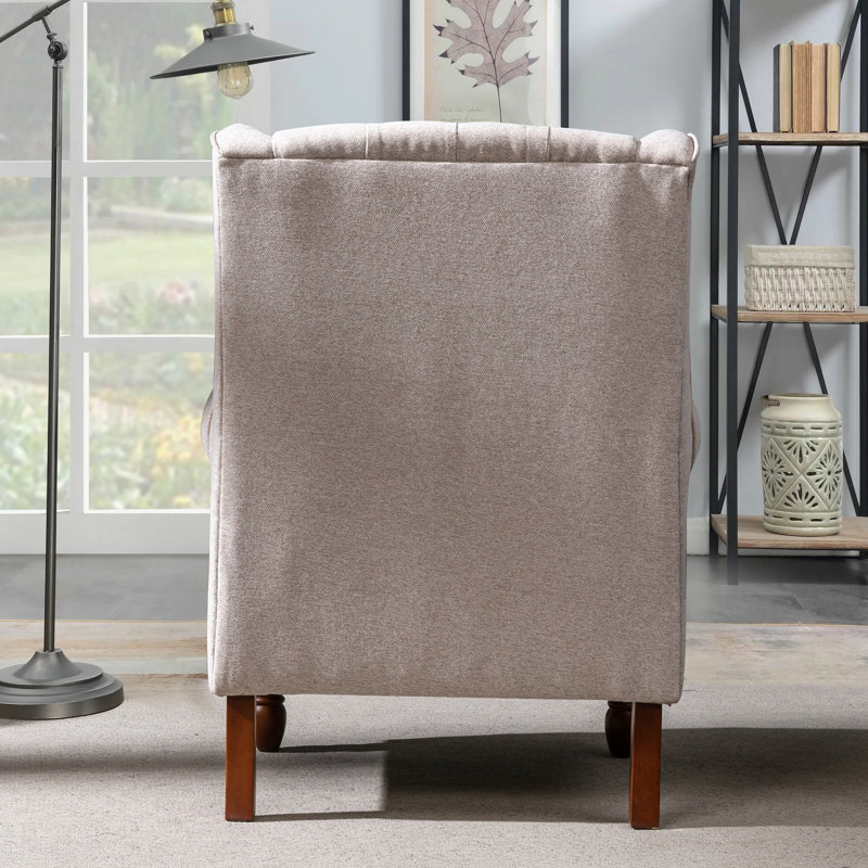 Mercer41 Button-Tufted Small Wingback Accent Chair with Rolled Arm and ...