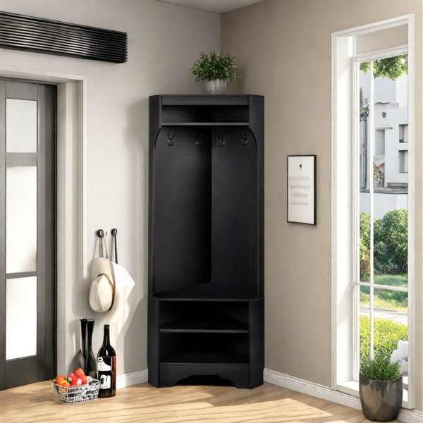 Latitude Run® Corner Hall Tree Entryway Coat Rack Corner Cabinet for ...