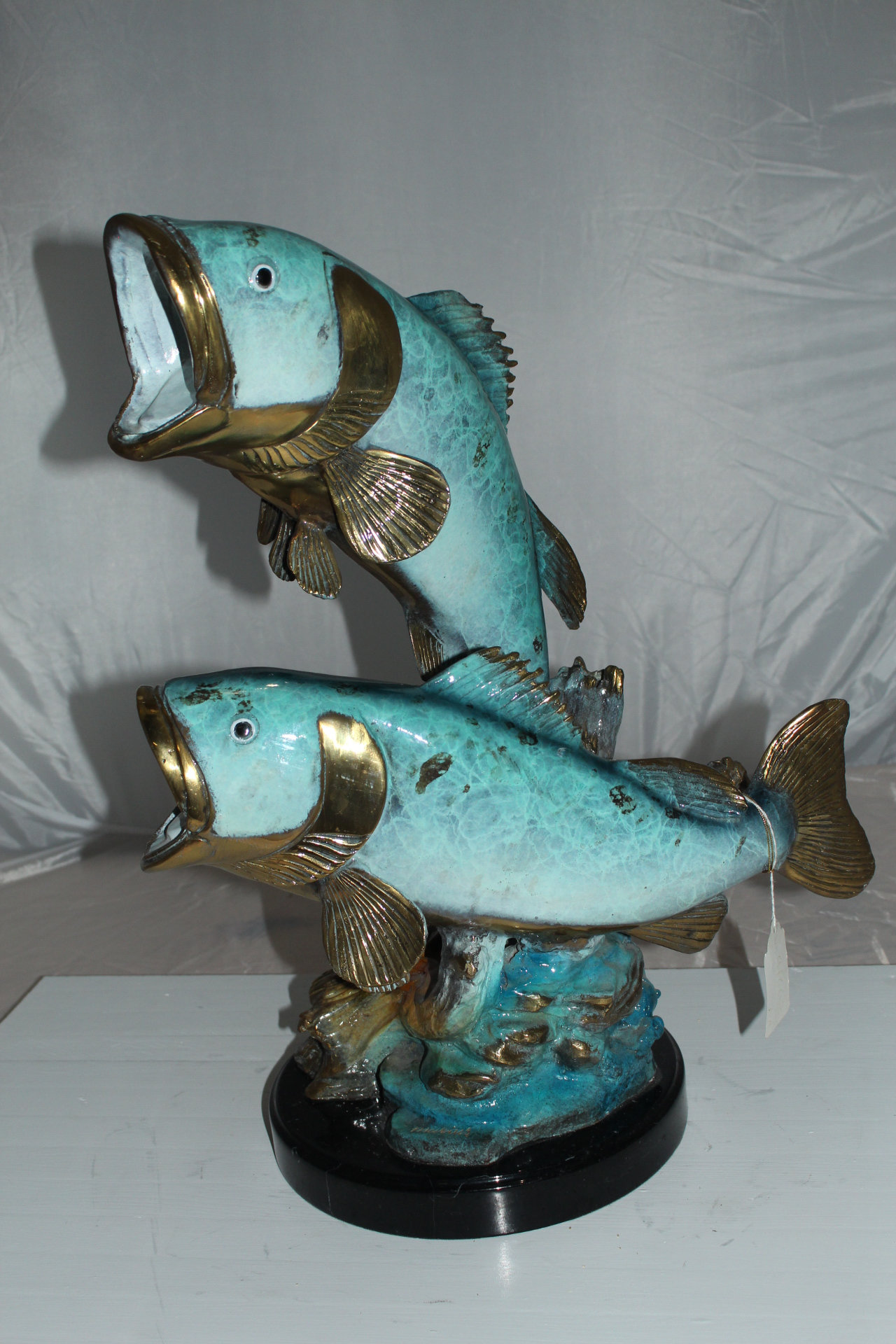 Rosecliff Heights Blosser 2 largemouth bass fish Bronze Statue - Size ...