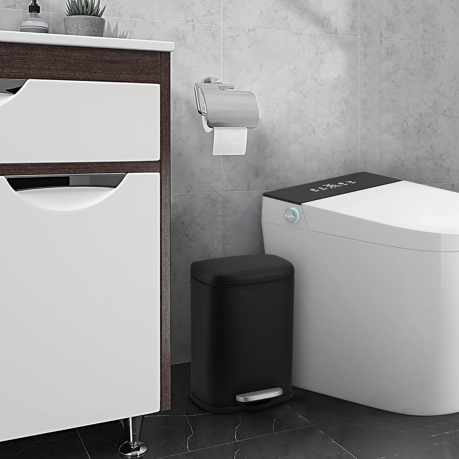 gaomon 5L Stainless Steel Trash Can with Foot Pedal & Quiet-Close Lid ...