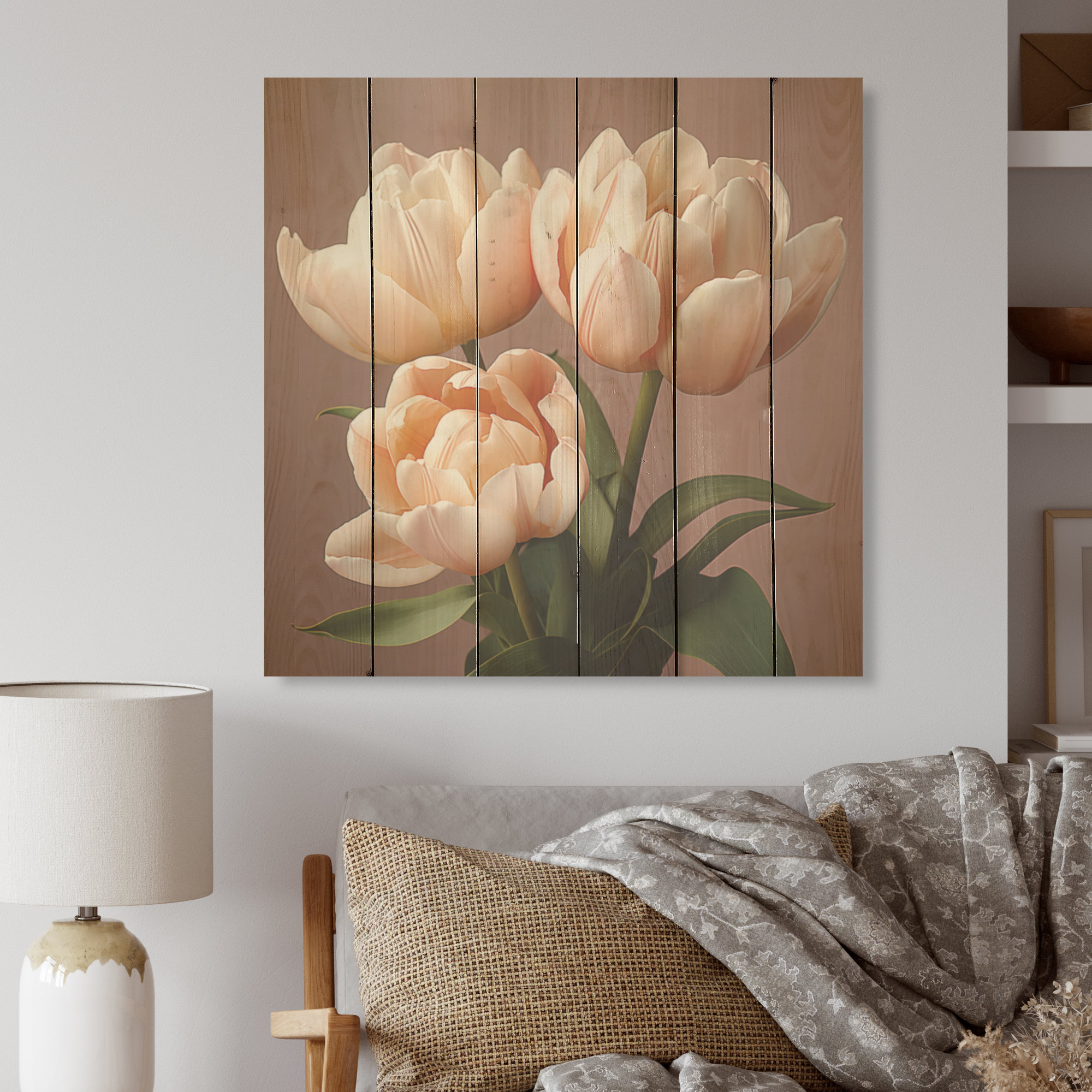 Winston Porter Soft Neutral Tones Tulips Tranquility - Tulips Wood ...