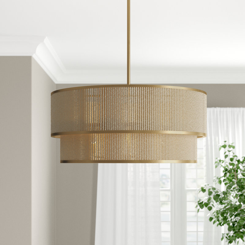 Birch Lane™ Han 6-Light Pendant In Warm Brass And Rope & Reviews | Wayfair