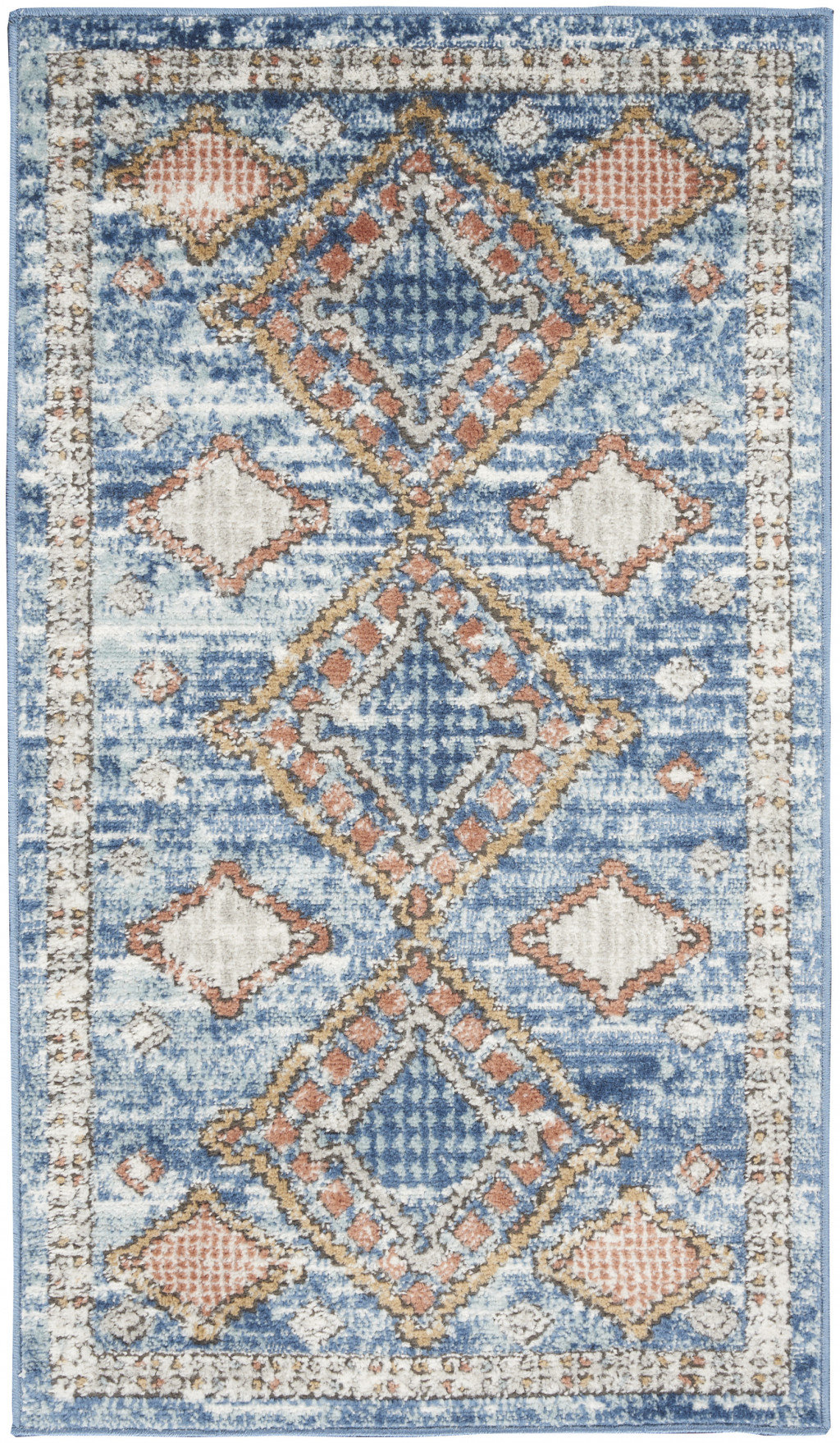 HomeRoots 2' X 4' Blue Southwestern Power Loom Non Skid Area Rug | Wayfair