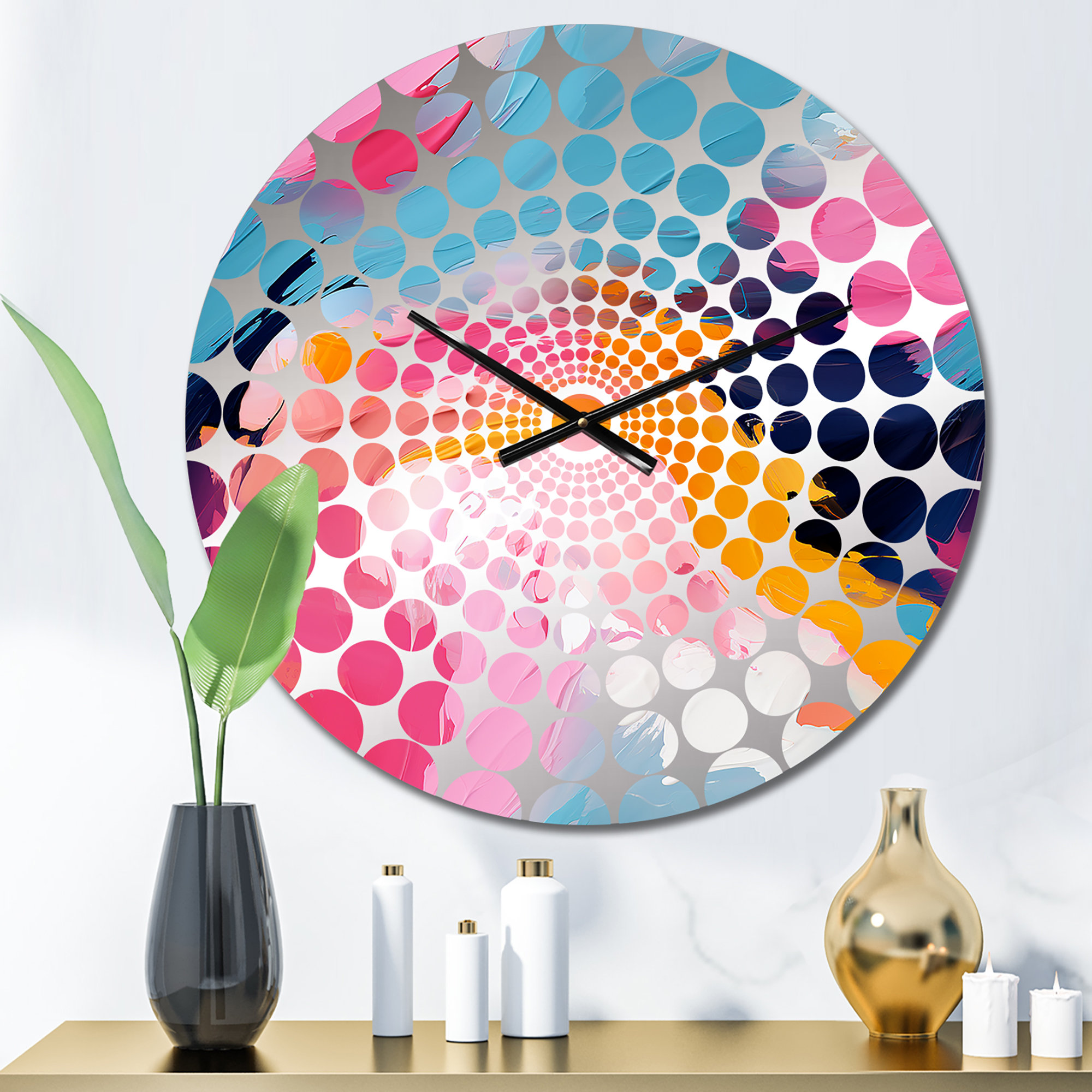 Design Art Colorful Paint Swirl Bliss - Abstract Wall Clock | Wayfair
