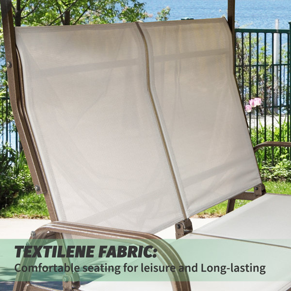 Domi Louvered 4-Seat Outdoor Aluminum Glider Benches With Canopy ...