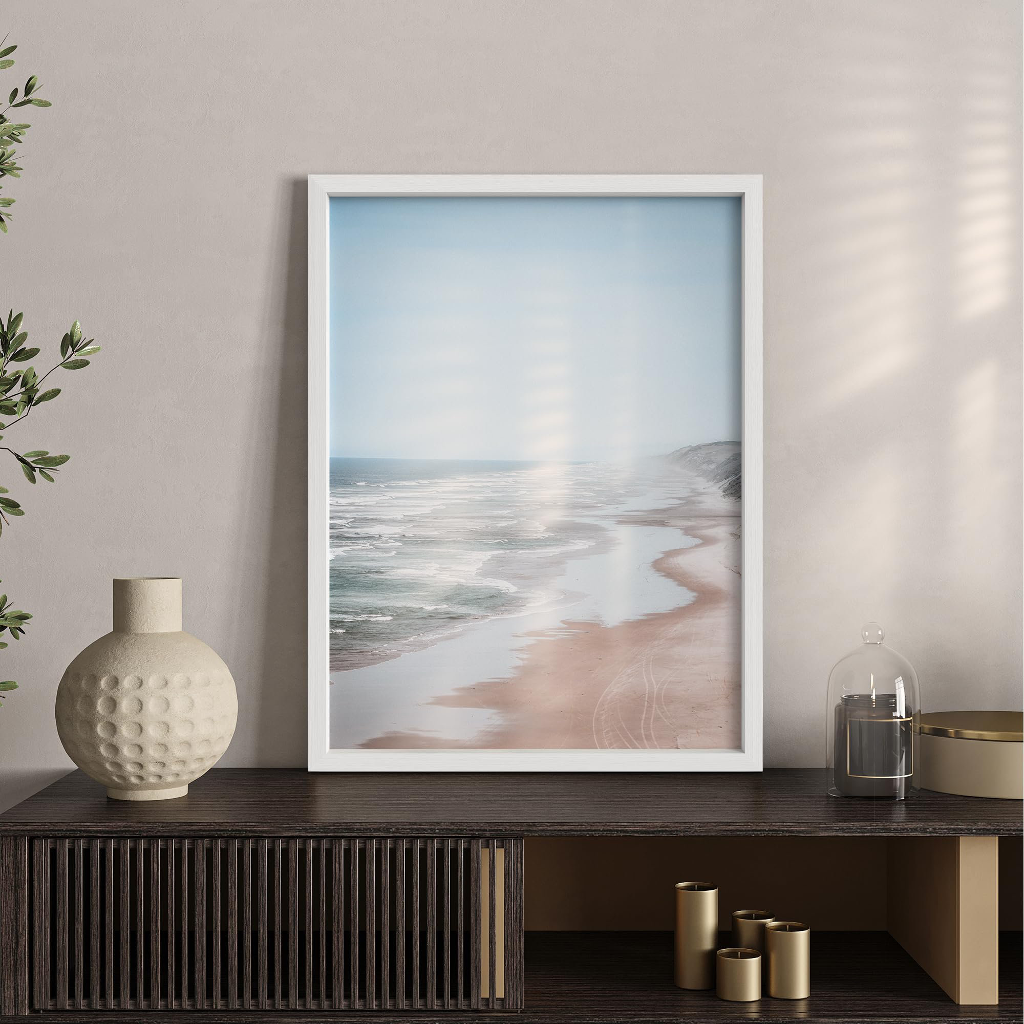 SIGNLEADER Washed Out Retro Ocean Waves On Beach Nature Illustration ...