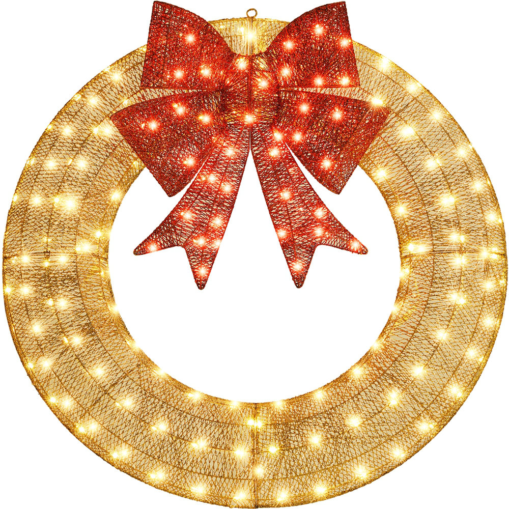 The Holiday Aisle® Pre-lit Outdoor Christmas Wreath Decoration with ...