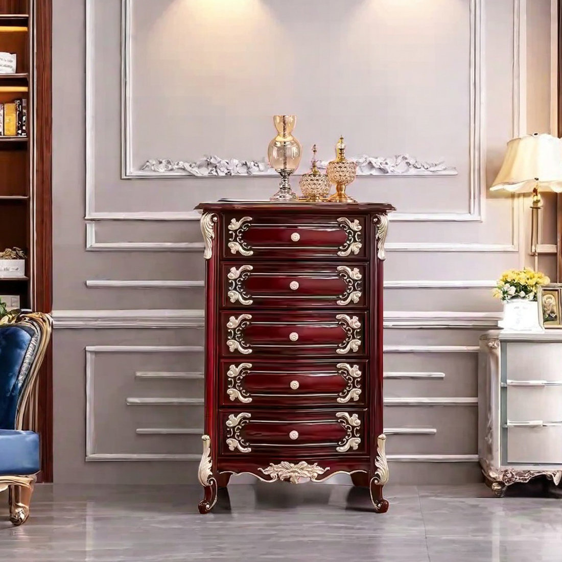 Vivid Space Creation European style solid wood drawer accent chest ...