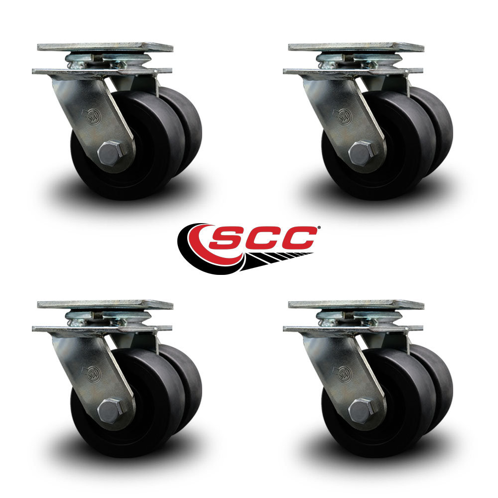 Service Caster 4 Inch Dual Glass Filled Nylon Wheel Swivel Casters Set ...