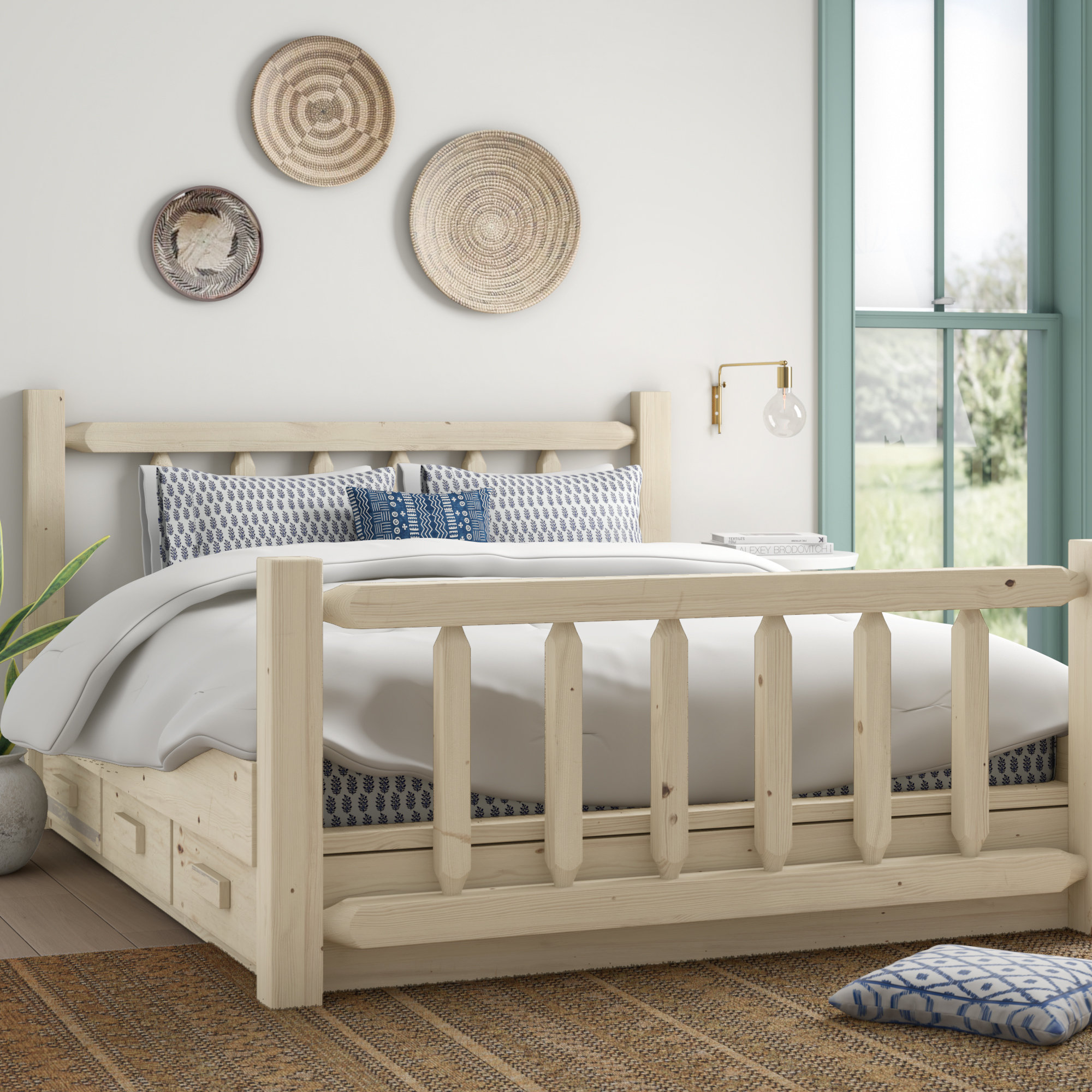 Loon Peak® Homestead Collection Lodge Pole Pine Storage Bed | Wayfair