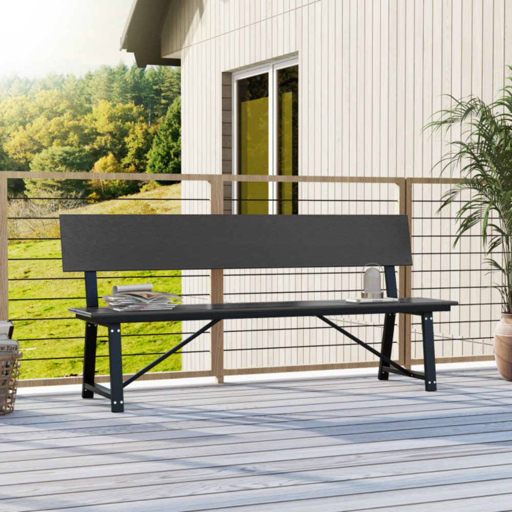 17 Stories 72 Inch Extra Long Bench With All-Weather HDPE Seat & Back ...