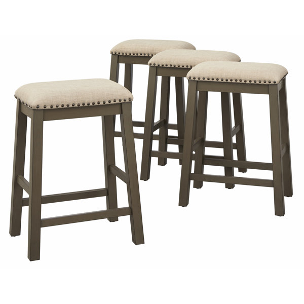 Winston Porter Dunbarton Upholstered Counter Stool with Solid Wood ...