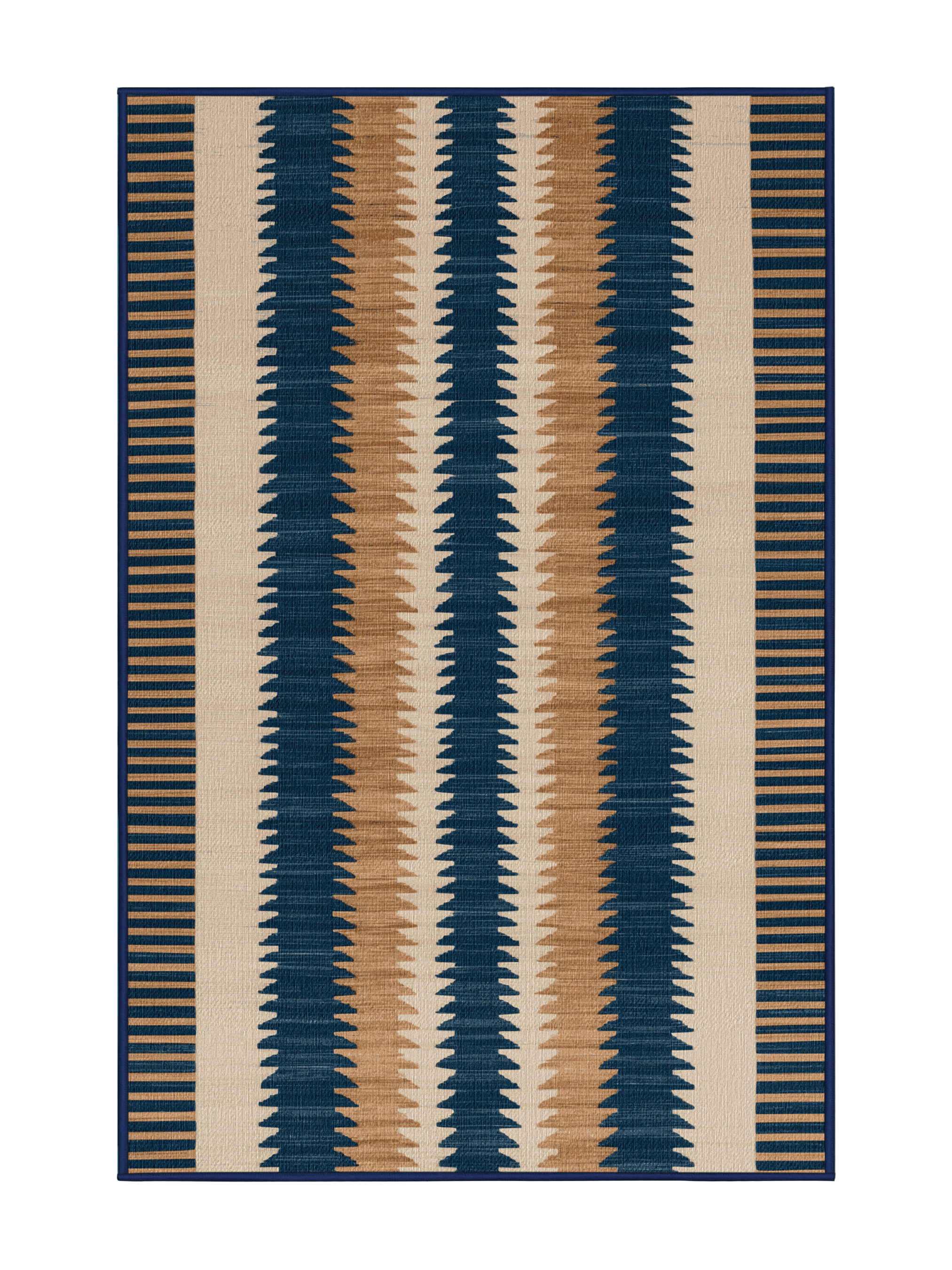 Rosecliff Heights Washable Maritime Blue Ivory Striped Area Rug | Wayfair