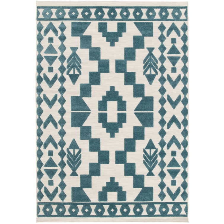 Natur Pur Aracely Machine Woven Relief Indoor Outdoor Petrol Area Rug ...