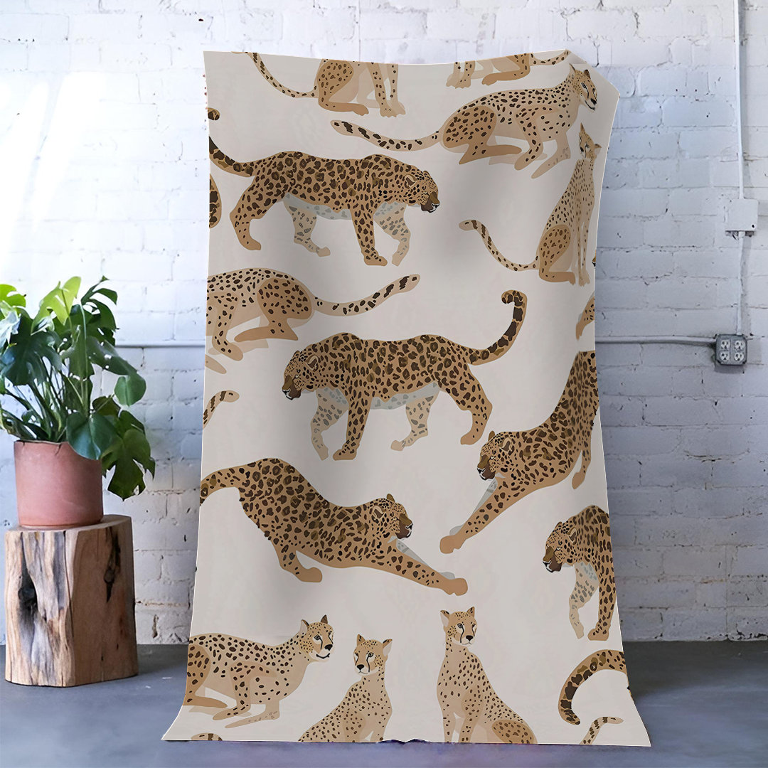 METG HOME Beige-Themed Leopard Patterned Modern Decorative Rug | Wayfair