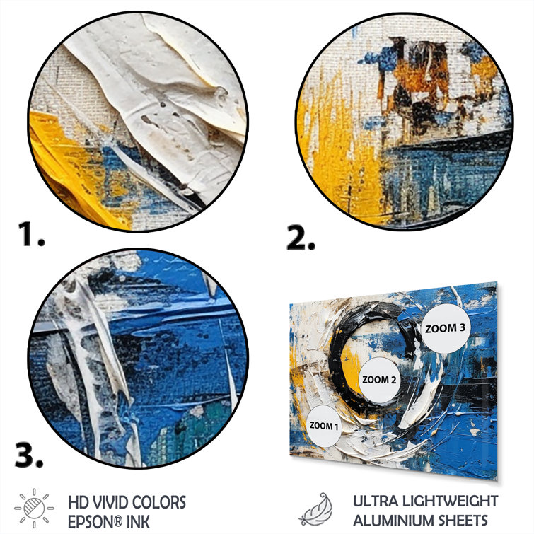 DesignArt Blue White Cubist Fusion - Cubism Metal Wall Decor Set ...