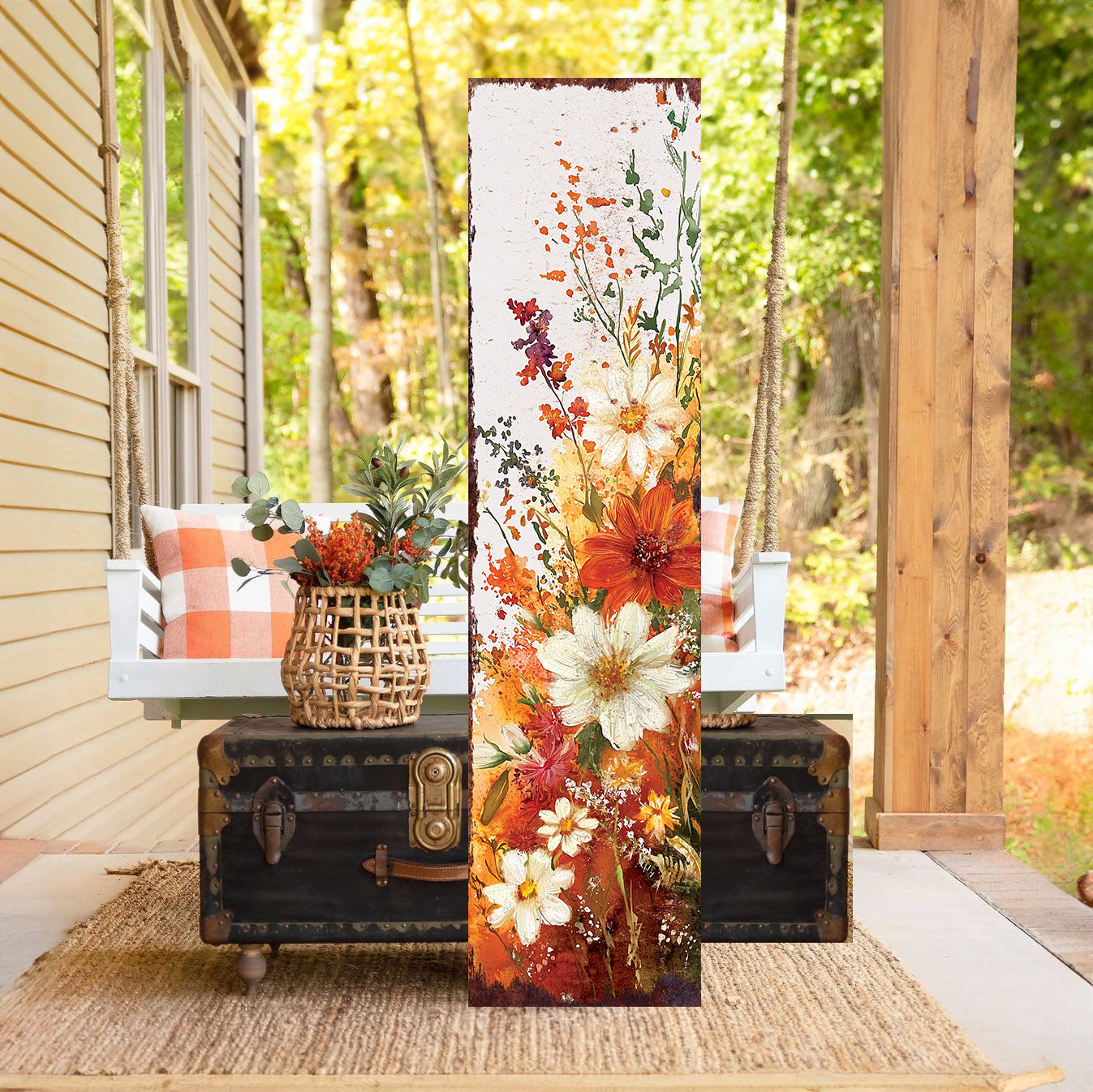 Winston Porter 48in Fall Wildflower Porch Sign - Fall Front Porch ...