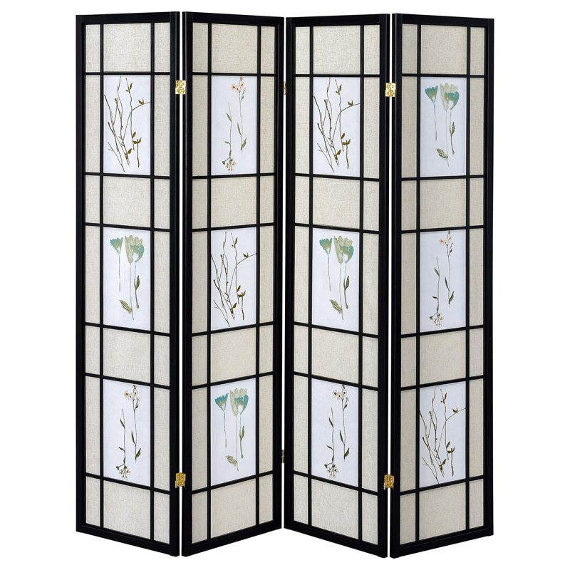 SnugglySolace Multi Floral Folding Screen - Black Framed For A Graceful ...