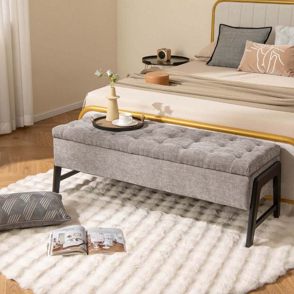 George Oliver Tufted Ottoman Bench Modern Storage Bench With High ...