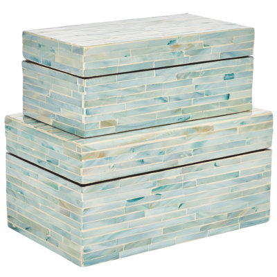 Ebern Designs 2 Piece Handmade Mother of Pearl Decorative Box Set | Wayfair