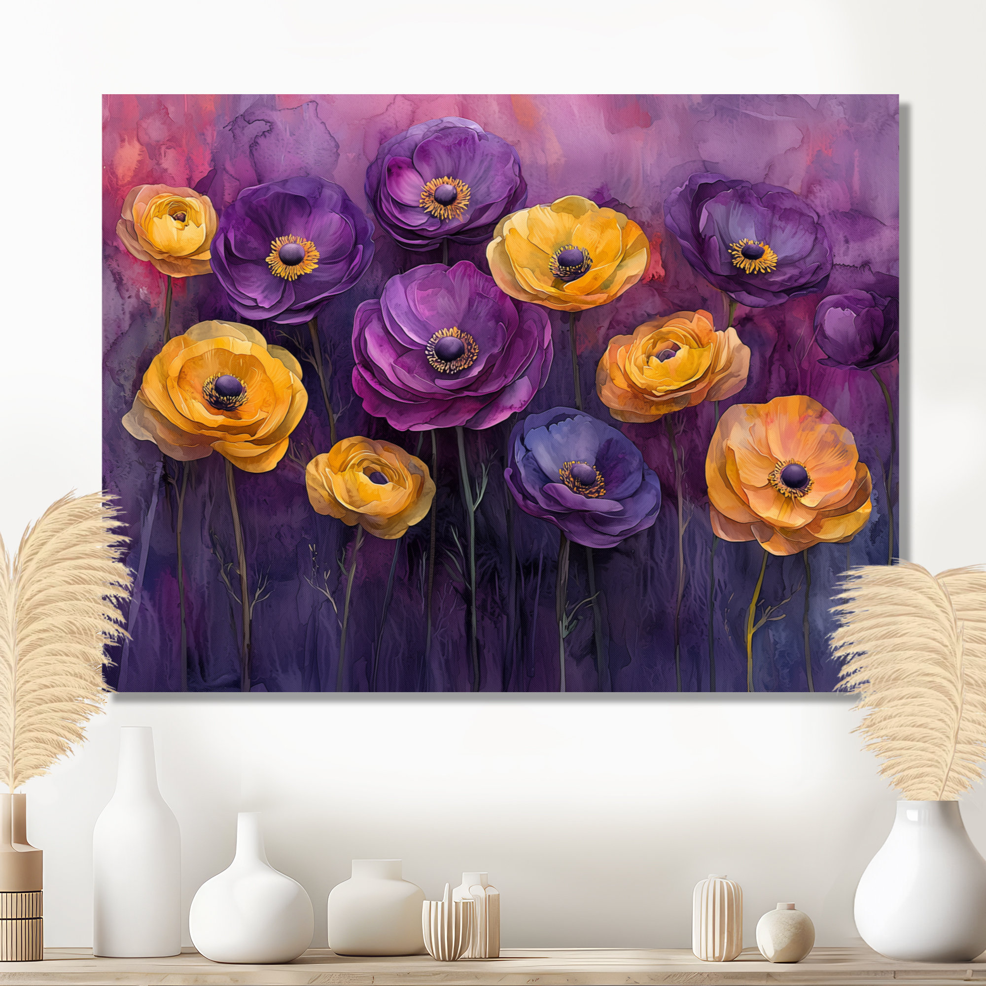 Latitude Run® Lavender Ranunculus Flowers Field III - Ranunculus Metal ...