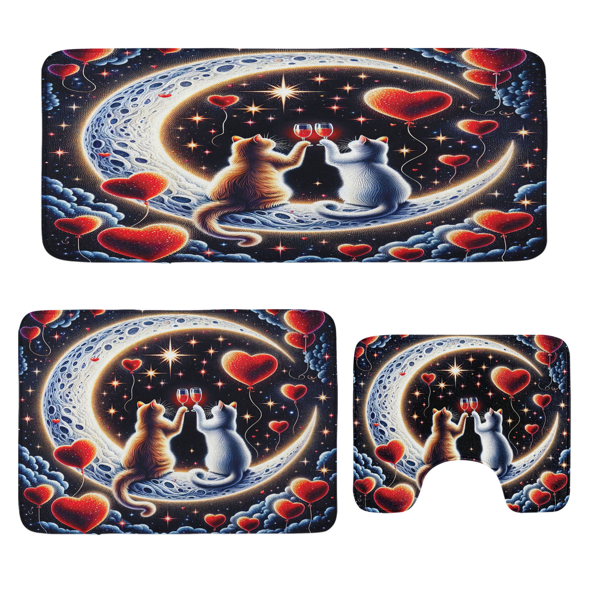 East Urban Home Cat Bathroom Rug Set 3 Pieces U-Shape & Rectangle Mats ...