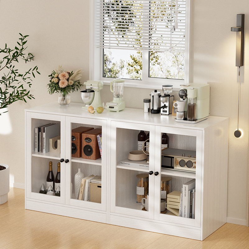 Latitude Run® 71'' Kitchen Pantry With Bookcases, Farmhouse Wall Unit ...