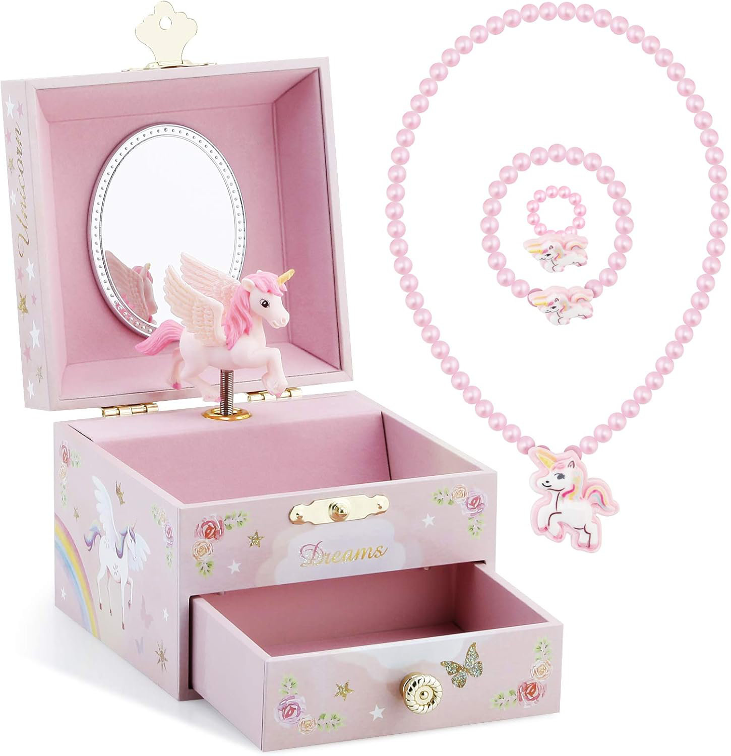 Zoomie Kids ROUND RICH DESIGN Kids Musical Jewellery Box With Drawer ...