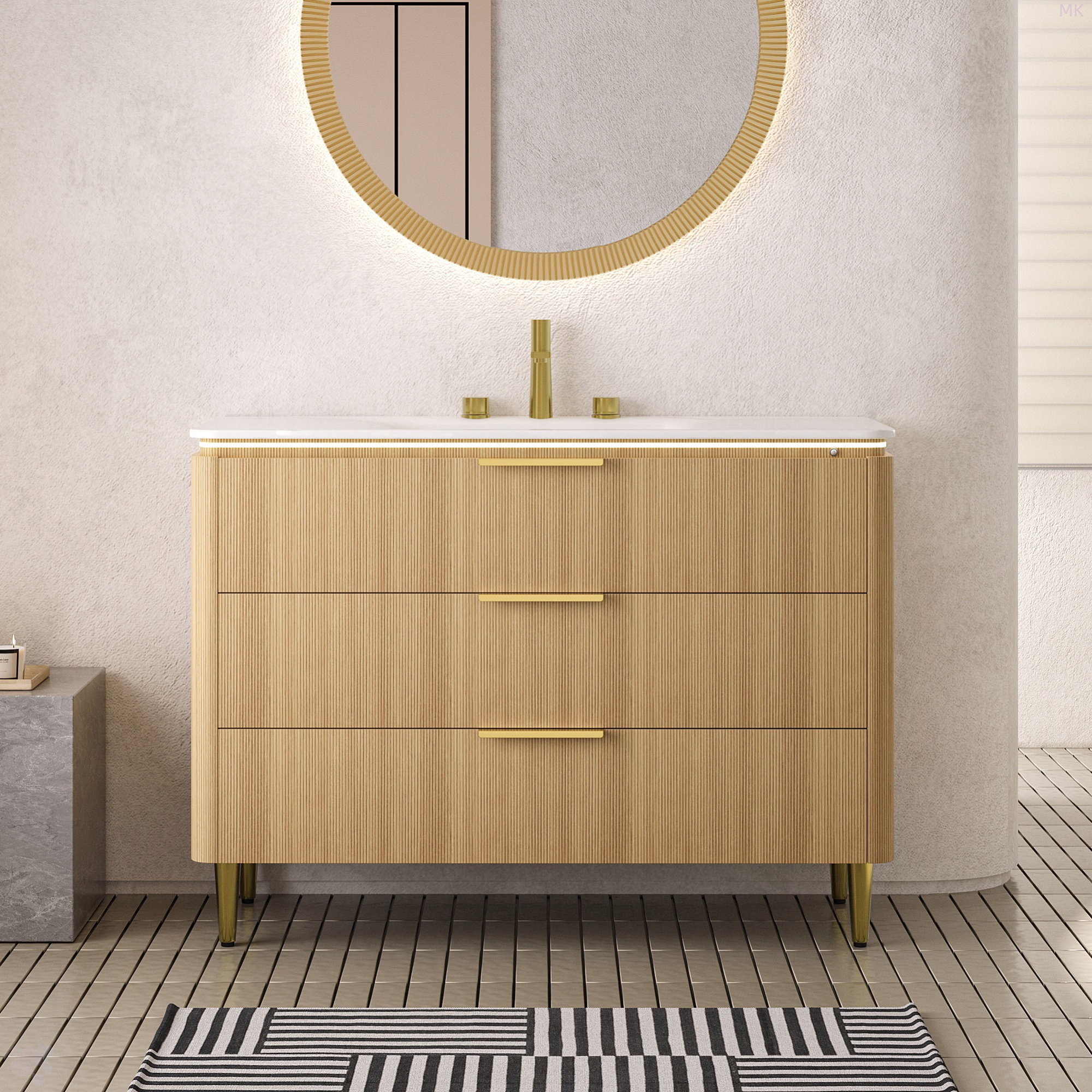 Latitude Run® 48'' Bathroom Vanity&Sink, Freestanding Curved Edges ...